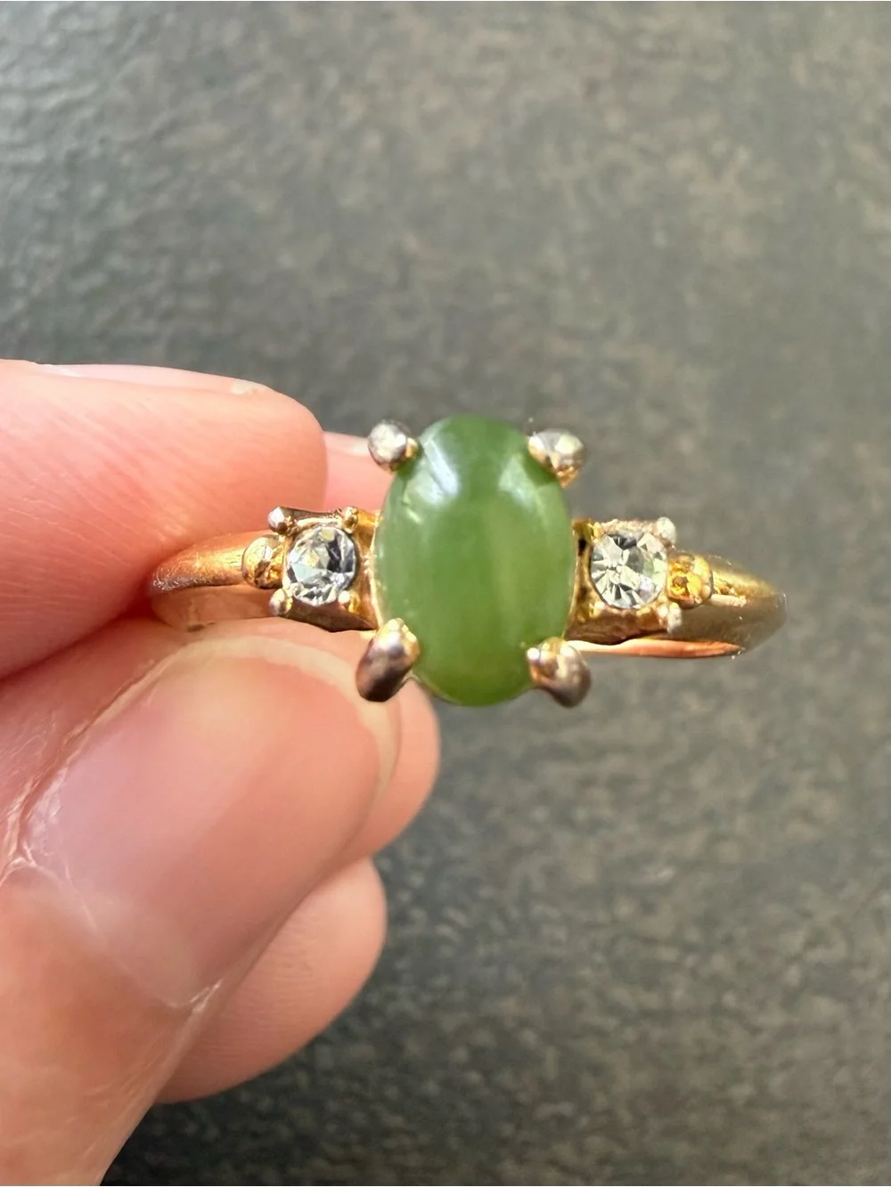 Avon | Jewelry | Vintage Avon Ring With Green Jade Center And Clear ...